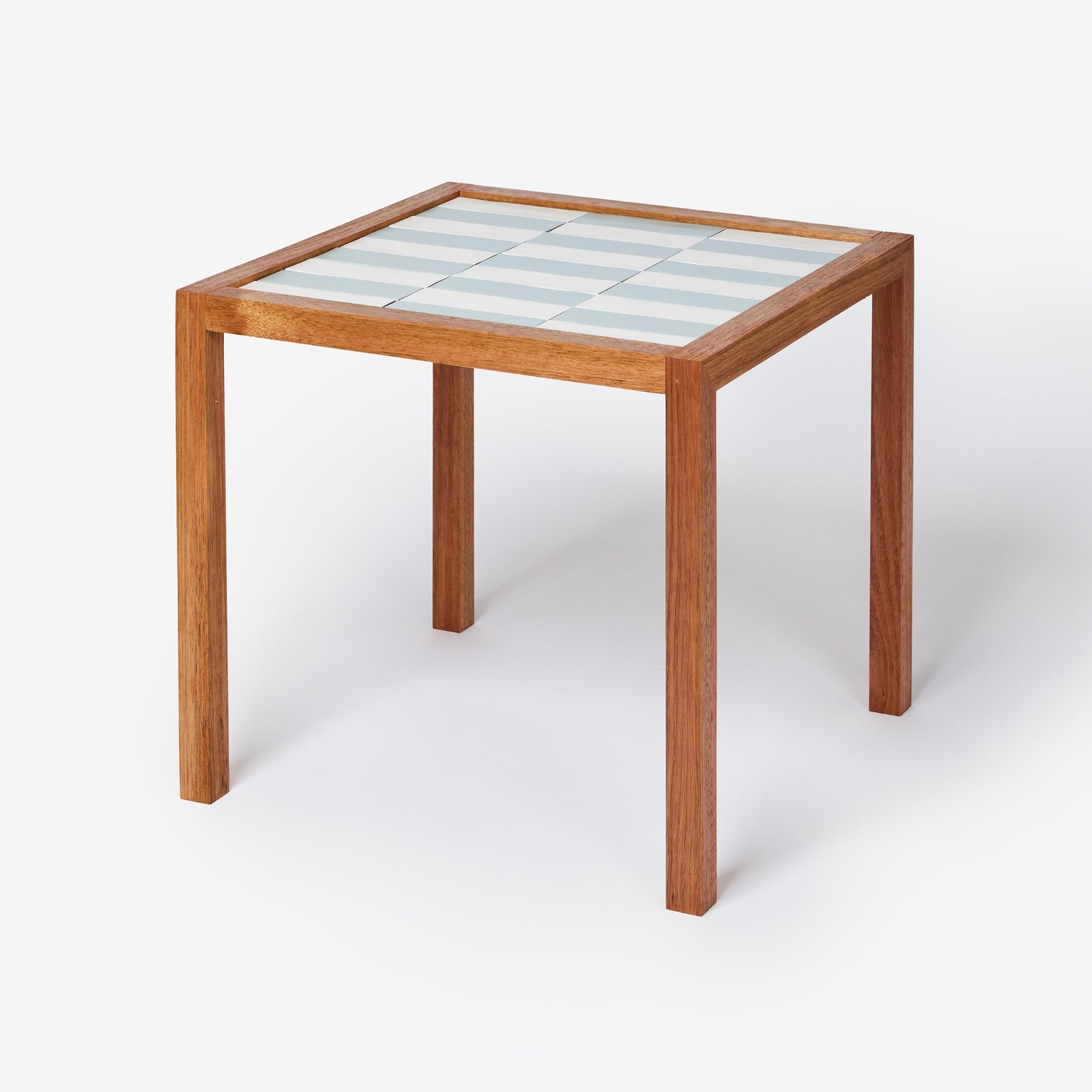 Tiled Side Table White Blue | Handcrafted | Tasmanian Oak - Bonnie and Neil